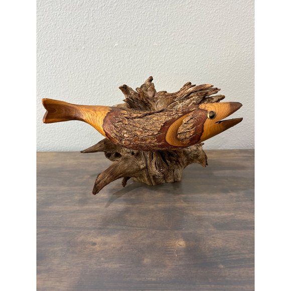 Handmade | Accents | Vintage Rustic Handmade Wooden Fish Sculpture ...